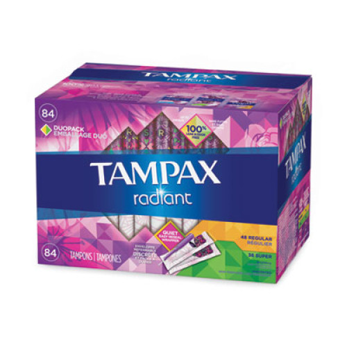 Tampax Radiant Tampons Regular Super 84 Box Delivered in 1 4 Business Days 22000691 OfficeCrave