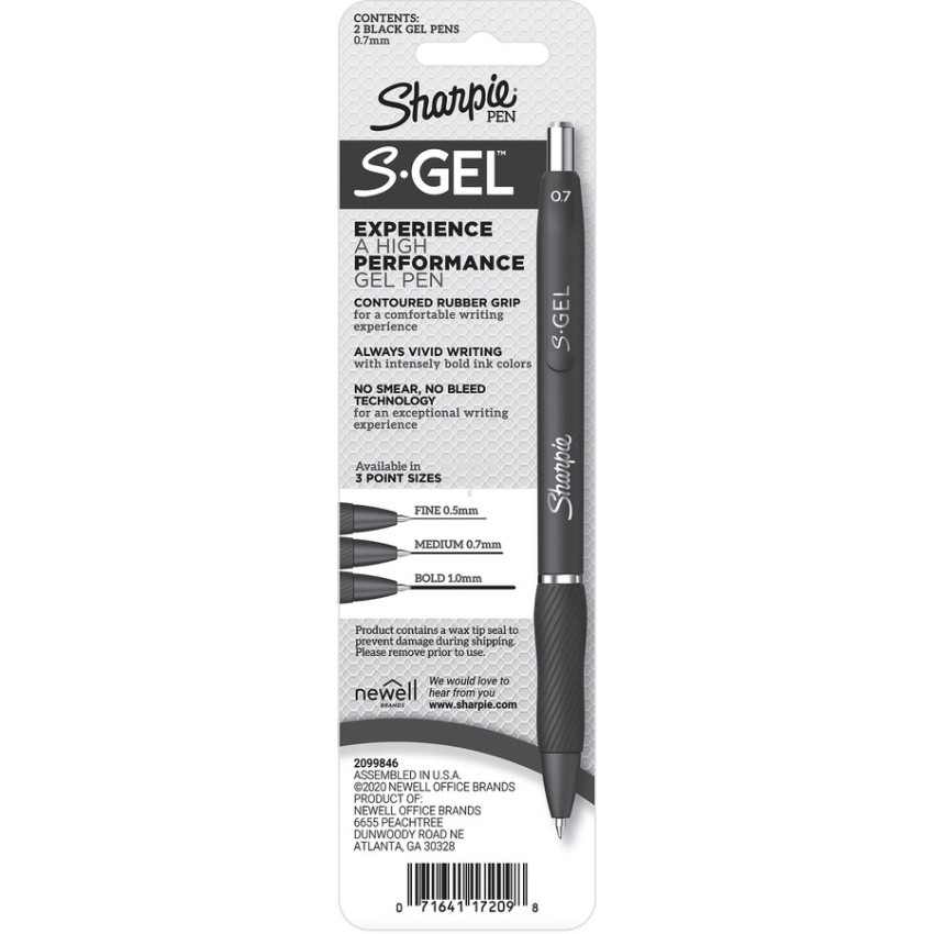 Sharpie S-Gel Pens 0.7 mm Pen Point - Black Ink - Gel-based - Black ...