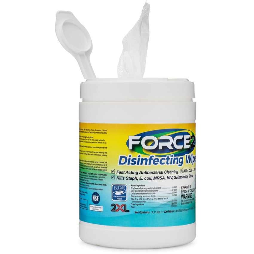 2XL FORCE2 Disinfecting Wipes 6.75" Length x 6" Width - Fast Acting ...