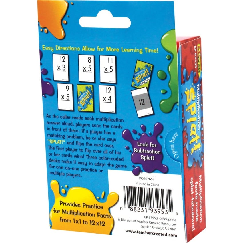 Teacher Created Resources Math Splat Multiplication 225 Card(s ...