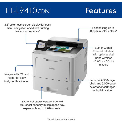 Brother HL-L9410CDN Enterprise Color Laser Printer with Fast Printing ...