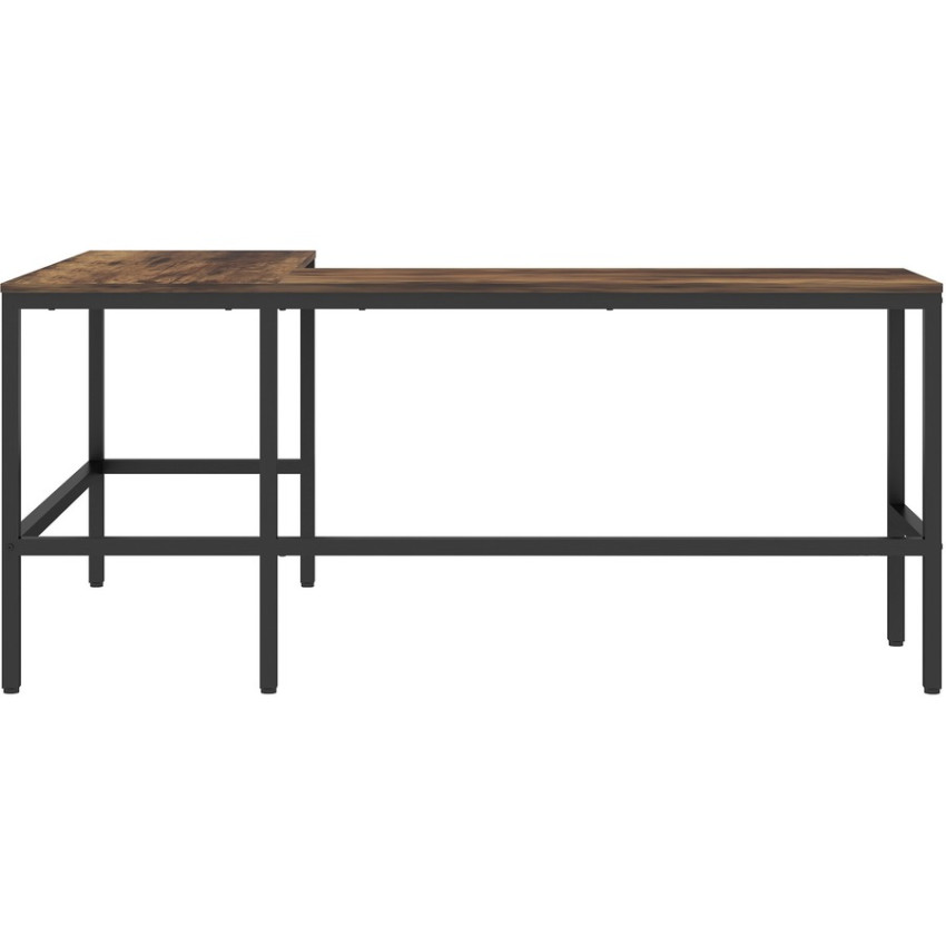 NuSparc L-Shaped Metal Frame Desk Vintage Oak L-shaped, Black Top ...