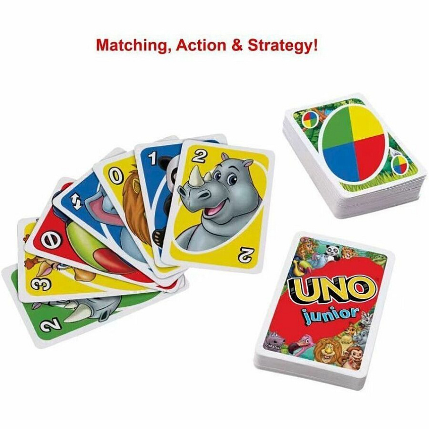 UNO Junior Card Game For Kids With Simple Rules & Animal Matching For 2 ...