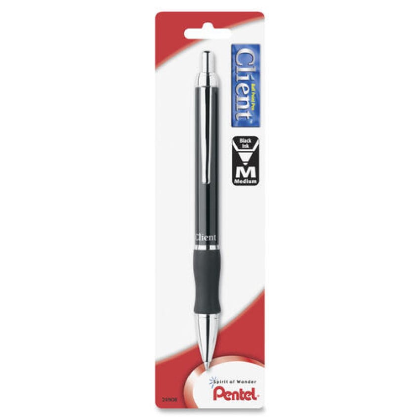 Pentel Client Ballpoint Pen, Retractable, Medium 1 mm, Black Ink, High ...