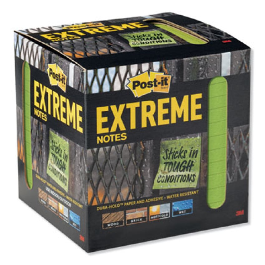 Post-it Extreme Notes Water-Resistant Self-Stick Notes, Green, 3" x 3 ...