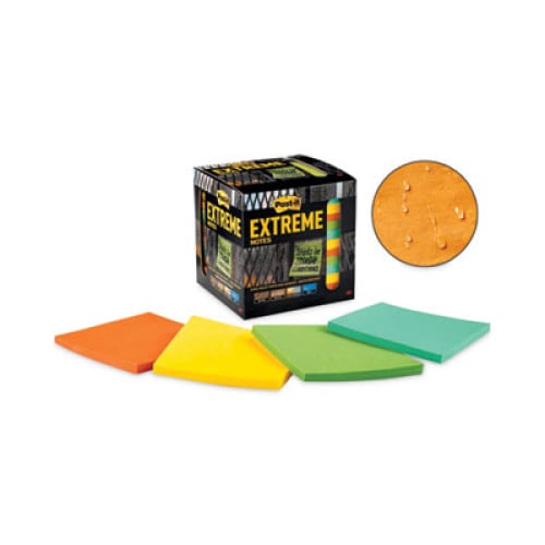 Post-it Extreme Notes Water-Resistant Self-Stick Notes, 3" x 3 ...