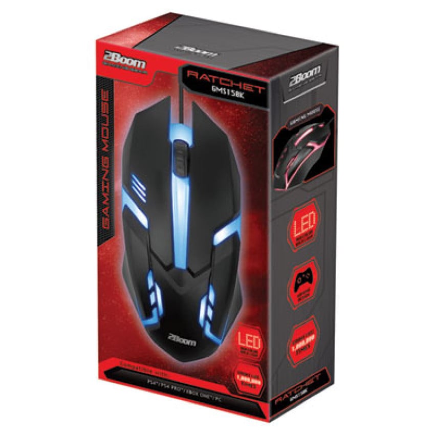 2Boom Ratchet Gaming Mouse, USB, Left/Right Hand Use, Black (GMS150K)