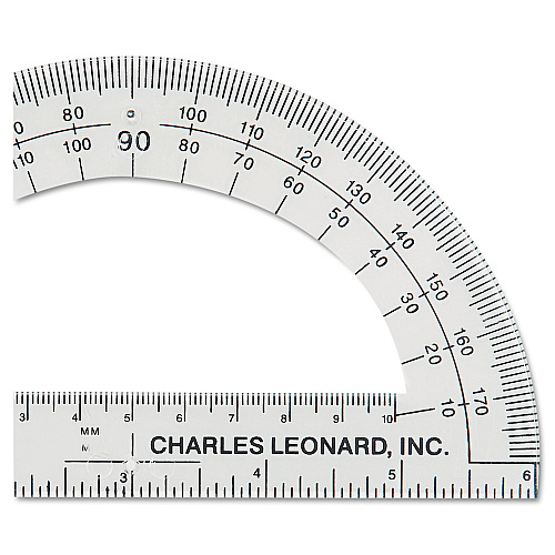 Charles Leonard Open Center Protractor, Plastic, 6" Ruler Edge, Clear ...