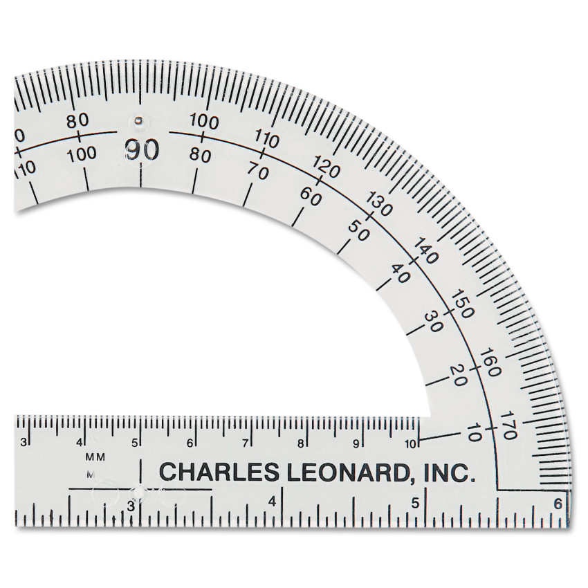 Charles Leonard Open Center Protractor, Plastic, 6" Ruler Edge, Clear ...