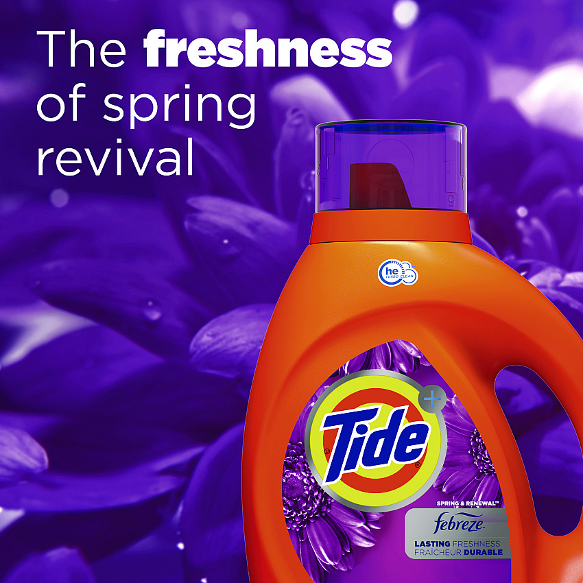 Tide Plus Febreze Liquid Laundry Detergent, Spring and Renewal, 84 oz ...
