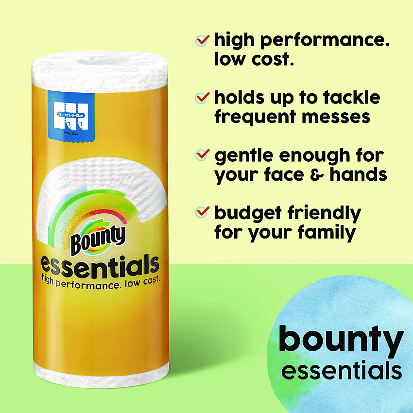 Bounty® Essentials Kitchen Paper Towels, 2-Ply, 108 Sheets, 12 Rolls ...