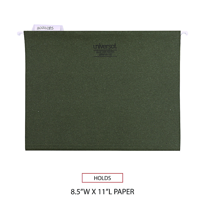 Universal Hanging File Folders, Letter Size, 1/5-Cut Tabs, Standard ...