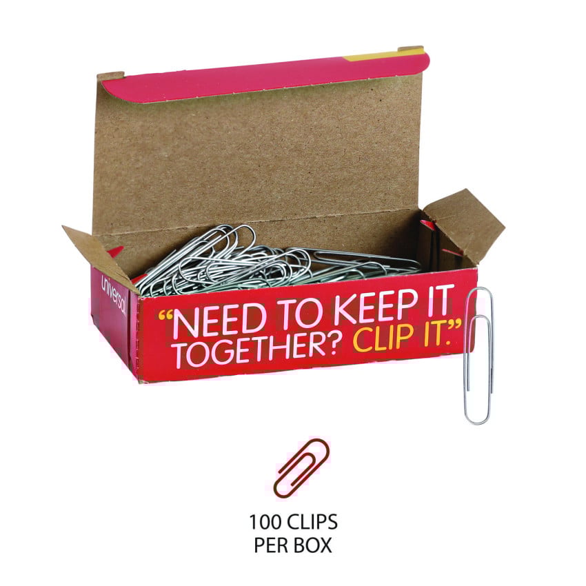 Universal Paper Clips, Jumbo, Smooth, Silver, 100 Clips/Box, 10 Boxes ...
