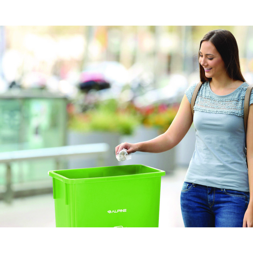 Alpine Slim 23 Gallon Recycling Bin, Plastic, Lime Green (ALP477LGRN)