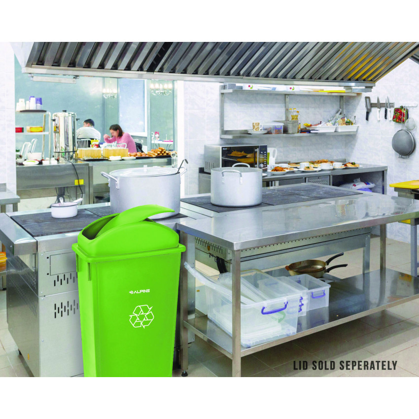 Alpine Slim 23 Gallon Recycling Bin, Plastic, Lime Green (ALP477LGRN)