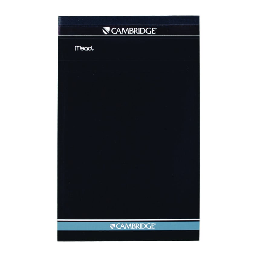 Cambridge Notepad, Wide/Legal Rule, Black Cover, 70 Yellow 5 x 8 Sheets ...