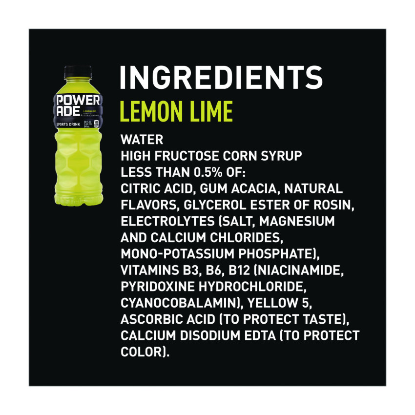 Powerade Sports Drink, Lemon Lime, 20 oz Bottle, 24/Pack (049000003697)
