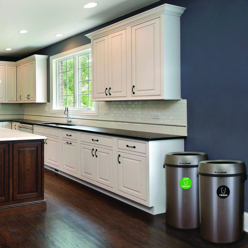 Alpine 17 Gallon Stainless Steel Open Top Compost and Trash Station ...