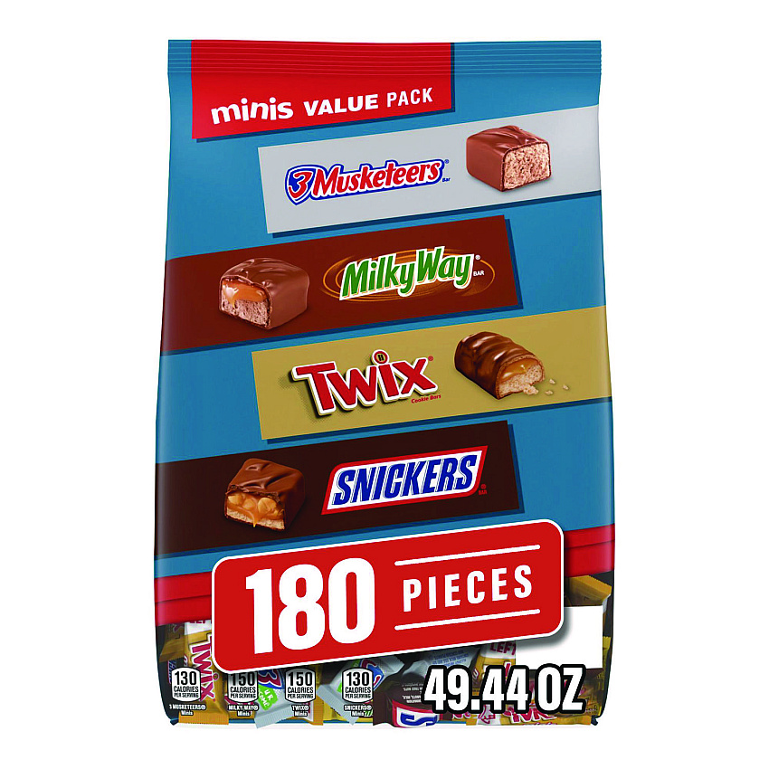 Mars Minis Variety Pack, Chocolate, 49.44 oz Bag, 180 Pieces (22002451)