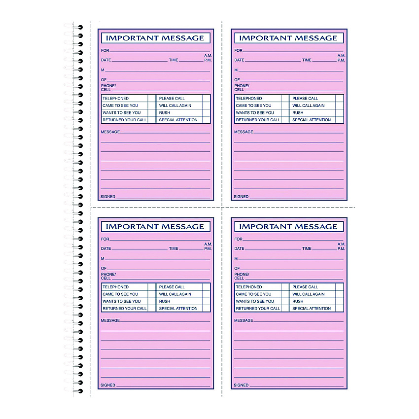 Adams Important Message Book, Two-Part Carbonless, 4 Forms/Sheet, 200 ...