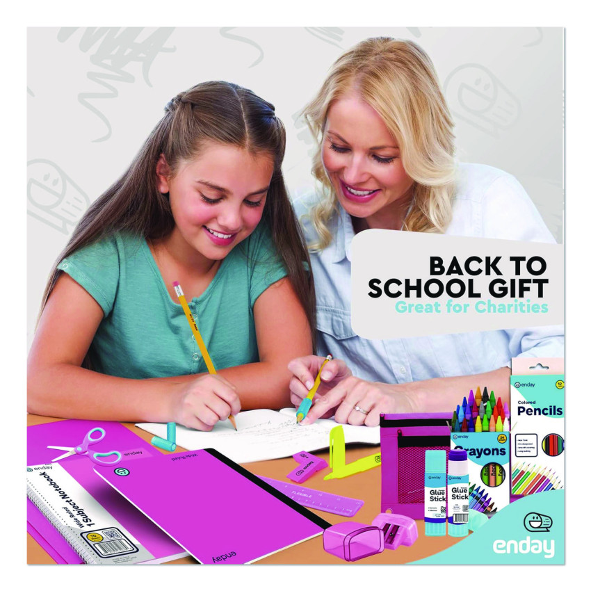enday Back to School Supplies Kit for Grades K-5, Pink (1315)