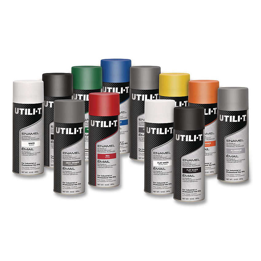 Rust-Oleum UTILI-T Spray Paint, Gloss Black, 10 oz Aerosol Can, 6 ...