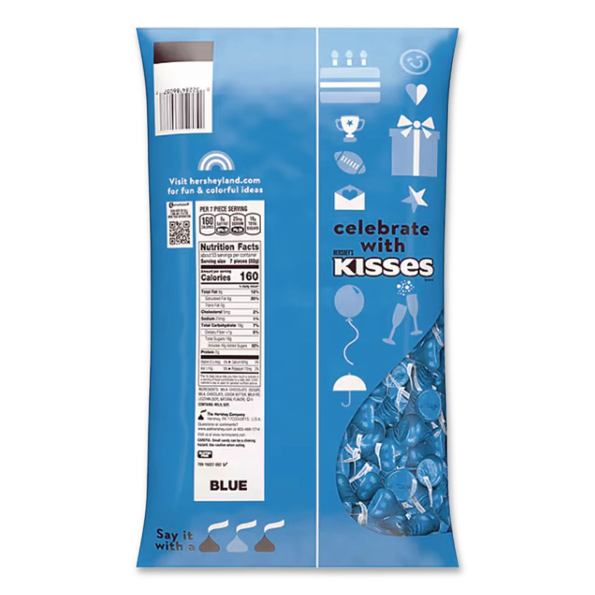 Hershey's KISSES, Milk Chocolate, Dark Blue Wrappers, 60 oz Bag (60194)