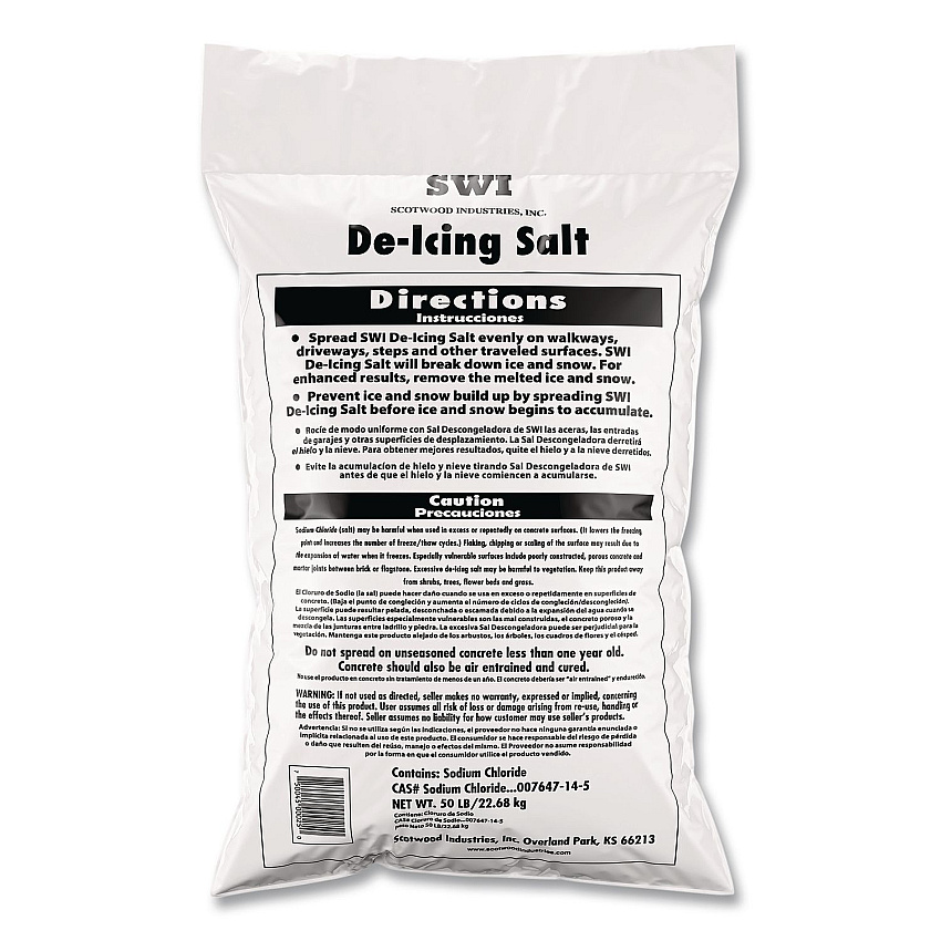 Scotwood Industries Rock Salt De-Icing Salt, 50 lb Bag, 50 Bags/Pallet ...