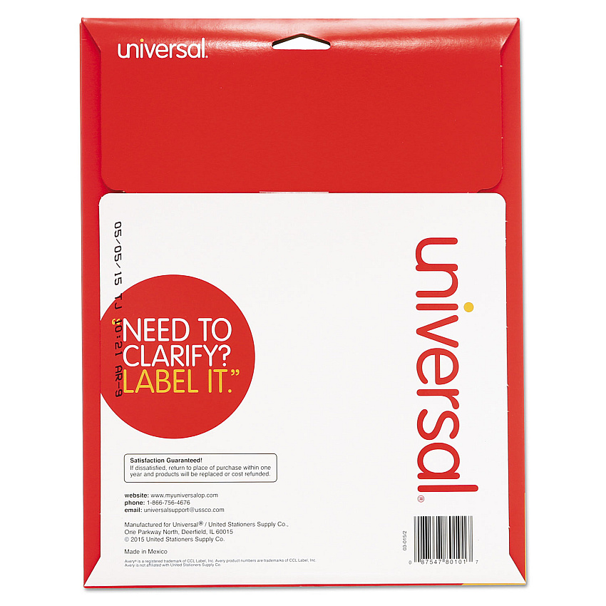 Universal White Labels, Inkjet/Laser Printers, 1 x 2.63, White, 30 ...
