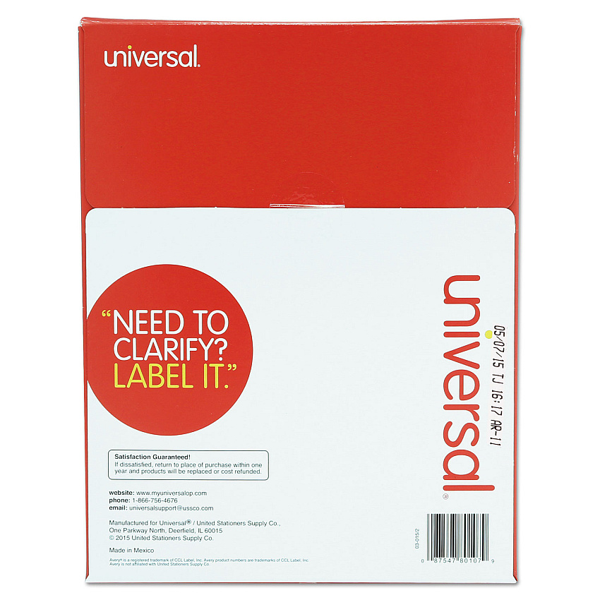 Universal White Labels, Inkjet/Laser Printers, 3.33 x 4, White, 6/Sheet ...