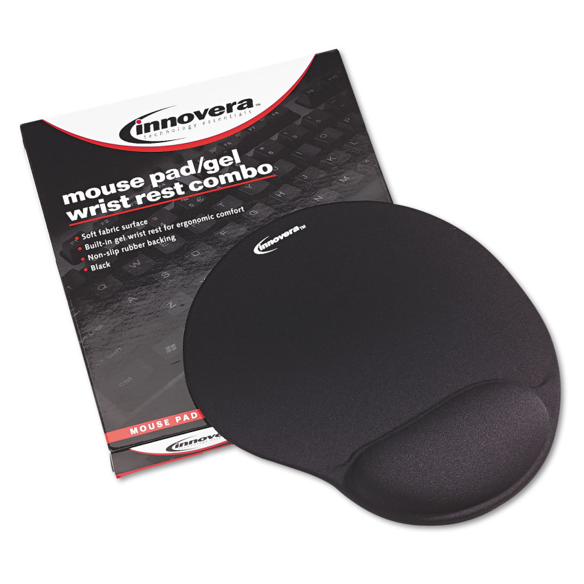 Innovera Mouse Pad with Fabric-Covered Gel Wrist Rest, 10.37 x 8.87 ...