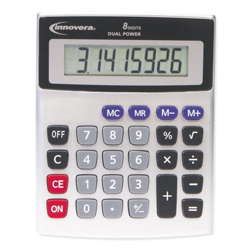 Innovera 15927 Desktop Calculator, Dual Power, 8-Digit LCD | OfficeCrave.com