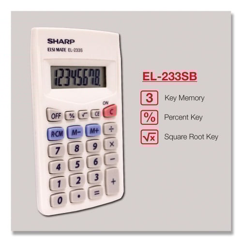 Sharp EL233SB Pocket Calculator, 8-Digit LCD | OfficeCrave.com
