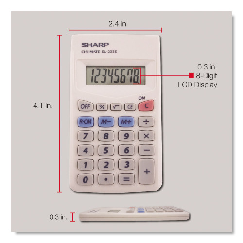 Sharp EL233SB Pocket Calculator, 8-Digit LCD | OfficeCrave.com