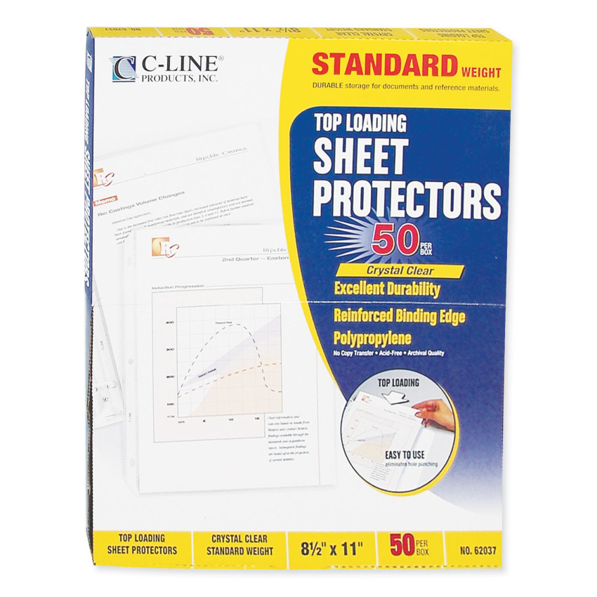 C-Line Standard Weight Polypropylene Sheet Protectors, Clear, 2", 11 x ...