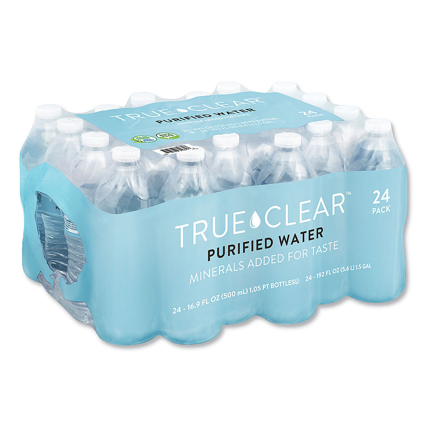 True Clear Purified Bottled Water, 16.9 oz Bottle, 24 Bottles/Carton ...