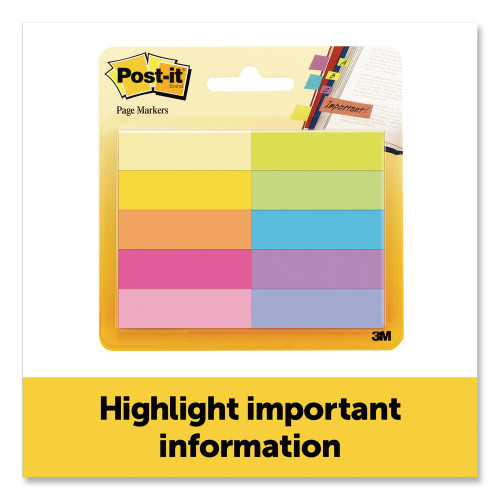 Post-it Page Flag Markers, Assorted Bright Colors, 50 Sheets/Pad, 10 ...