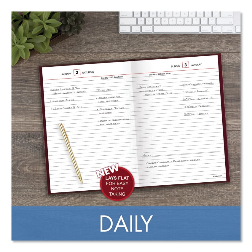 AT-A-GLANCE Standard Diary Daily Reminder Book, 2026 Edition, Medium ...