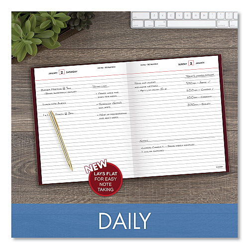 AT-A-GLANCE Standard Diary Daily Diary, Recycled, Red, 9.44 x 7.5, 2022 ...