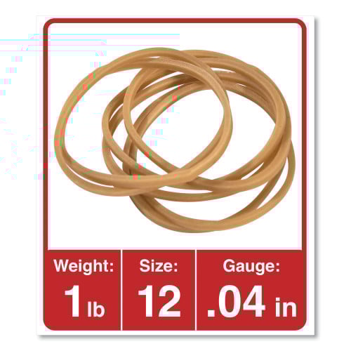 Universal Rubber Bands, Size 12, 0.04" Gauge, Beige, 1 lb Box, 2,500 ...