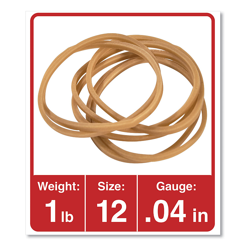 Universal Rubber Bands, Size 12, 0.04" Gauge, Beige, 1 lb Box, 2,500 ...