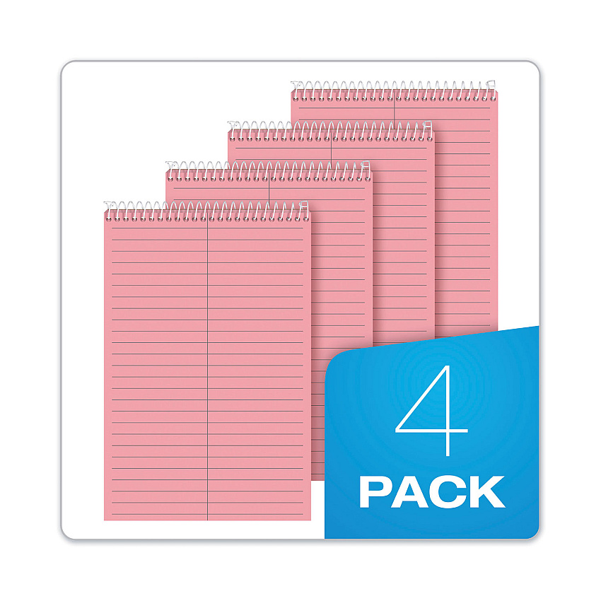 TOPS Prism Steno Pads, Gregg Rule, Pink Cover, 80 Pink 6 x 9 Sheets, 4 ...