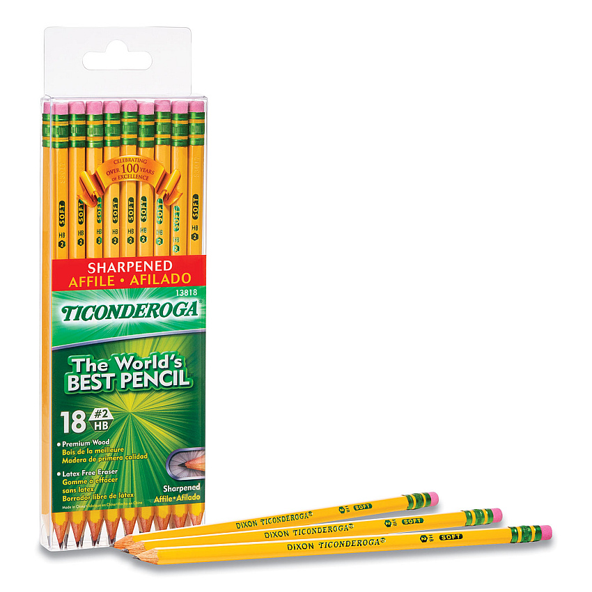 Ticonderoga Pre-Sharpened Pencil, HB (#2), Black Lead, Yellow Barrel ...