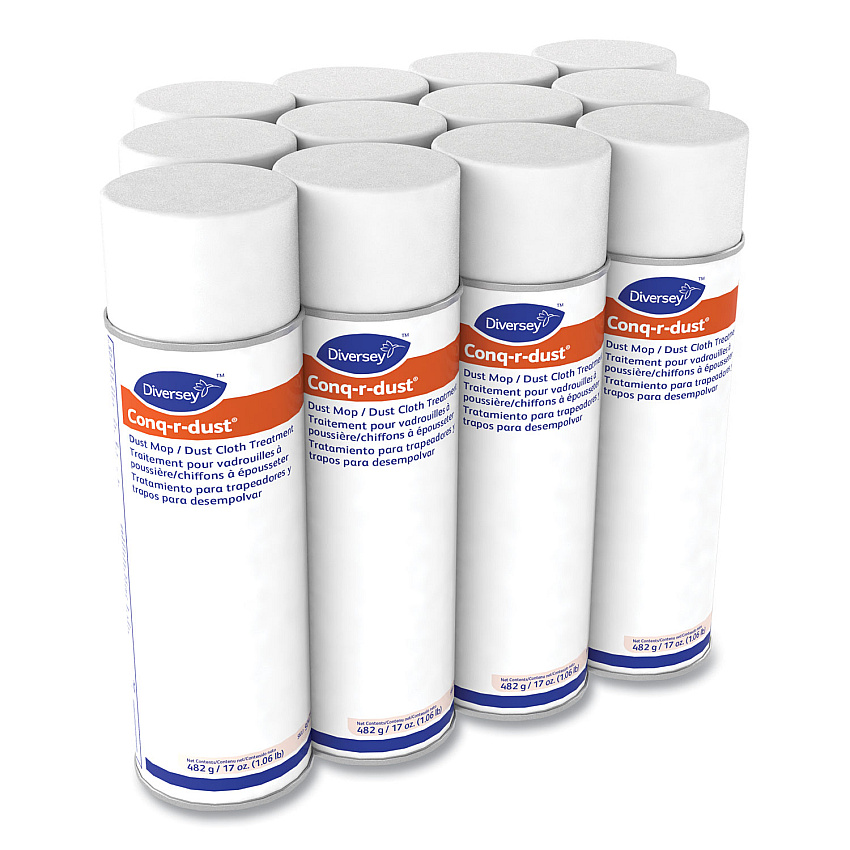 Diversey Conq-r-Dust Dust Mop/Dust Cloth Treatment, Amine Scent, 17 oz ...