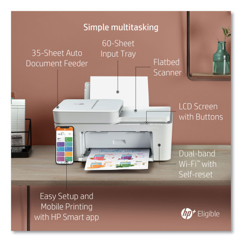 HP DeskJet 4155e Wireless All-in-One Inkjet Printer, Copy/Print/Scan (26Q90A) | OfficeCrave.com
