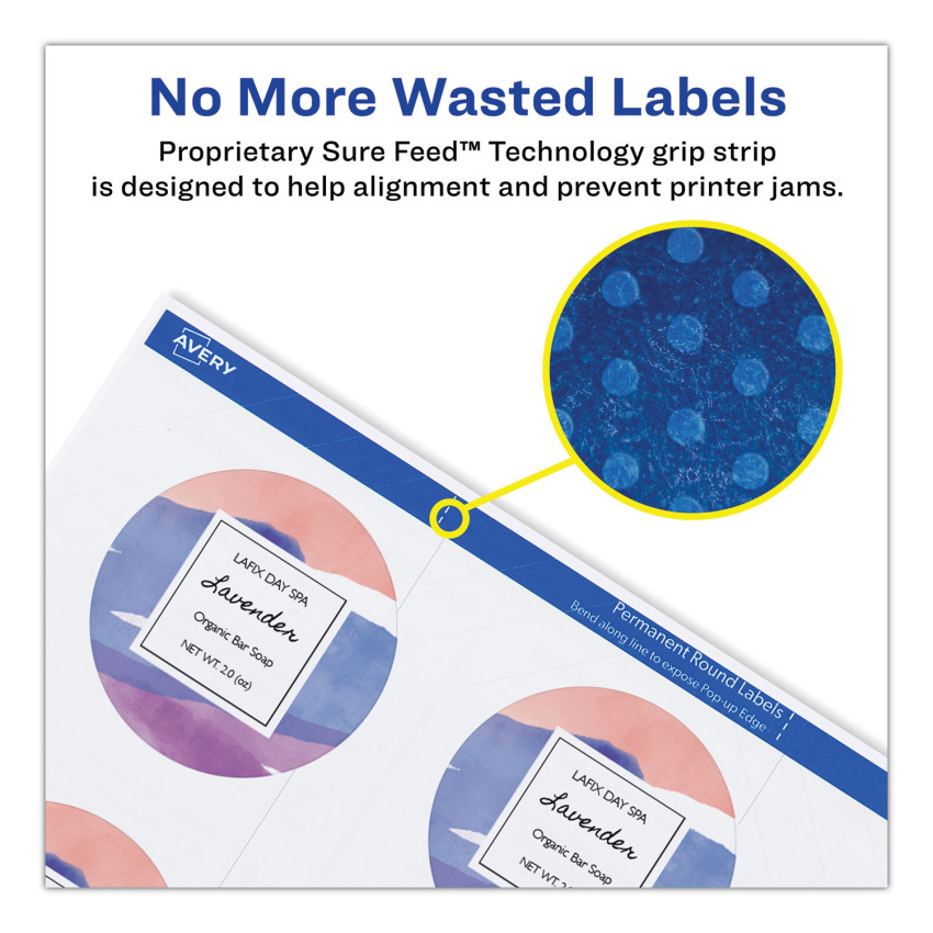 Avery Round Print-to-the Edge Labels with SureFeed and EasyPeel, 2" dia ...