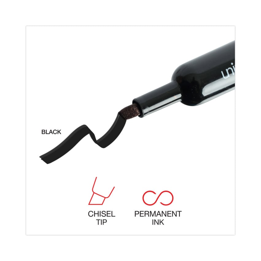 Universal Chisel Tip Permanent Marker, Broad Chisel Tip, Black, Dozen ...