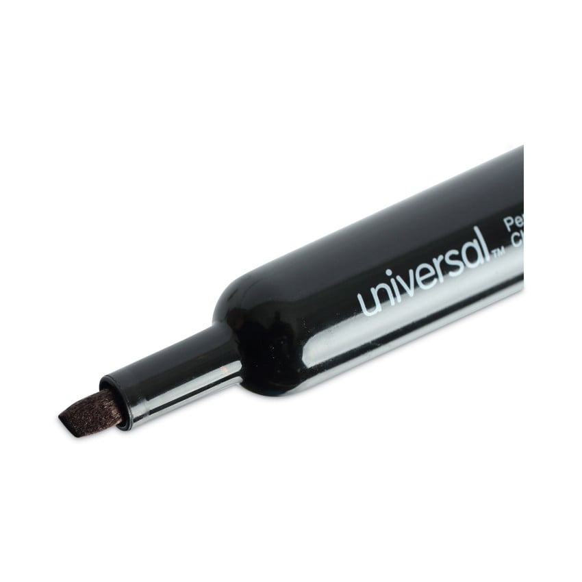 Universal Chisel Tip Permanent Marker, Broad Chisel Tip, Black, Dozen ...