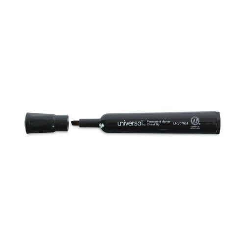 Universal Chisel Tip Permanent Marker, Broad, Black, Dozen (07051 ...