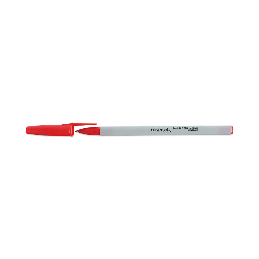 Universal Ballpoint Pen, Stick, Medium 1 mm, Red Ink, Gray/Red Barrel ...
